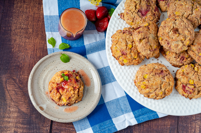 Strawberry Cornbread Drop Biscuits | The Addy Bean