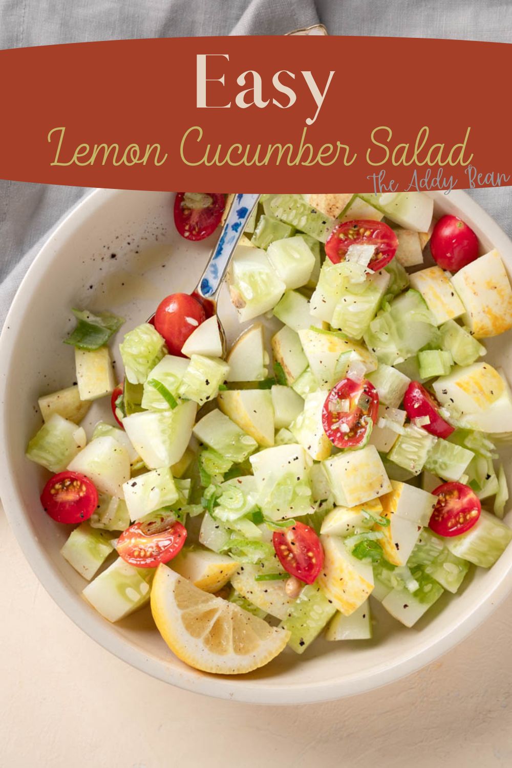 Easy Lemon Cucumber Salad with a Lemon Vinaigrette | The Addy Bean