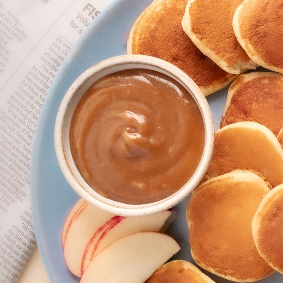 The Best Mini Sweet Cream Pancakes with Peanut Butter Syrup | The Addy Bean