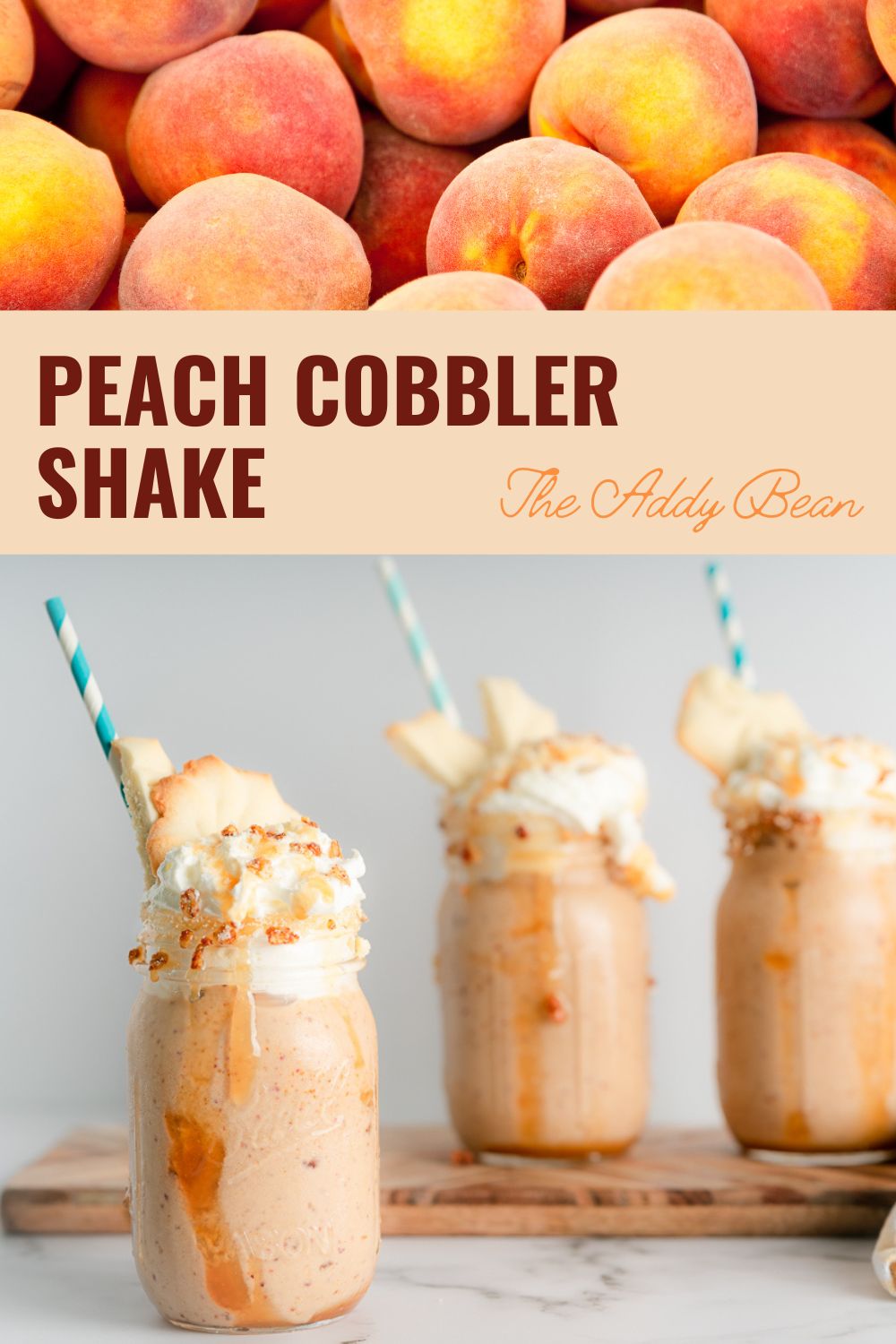 Healthy 5 Ingredient Peach Cobbler Protein Shake Recipe | The Addy Bean