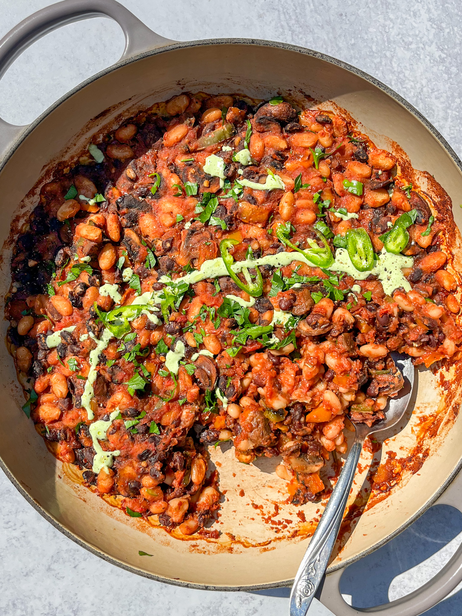 Healthy Baked Beans Casserole with Mushrooms and peppers | The Addy Bean